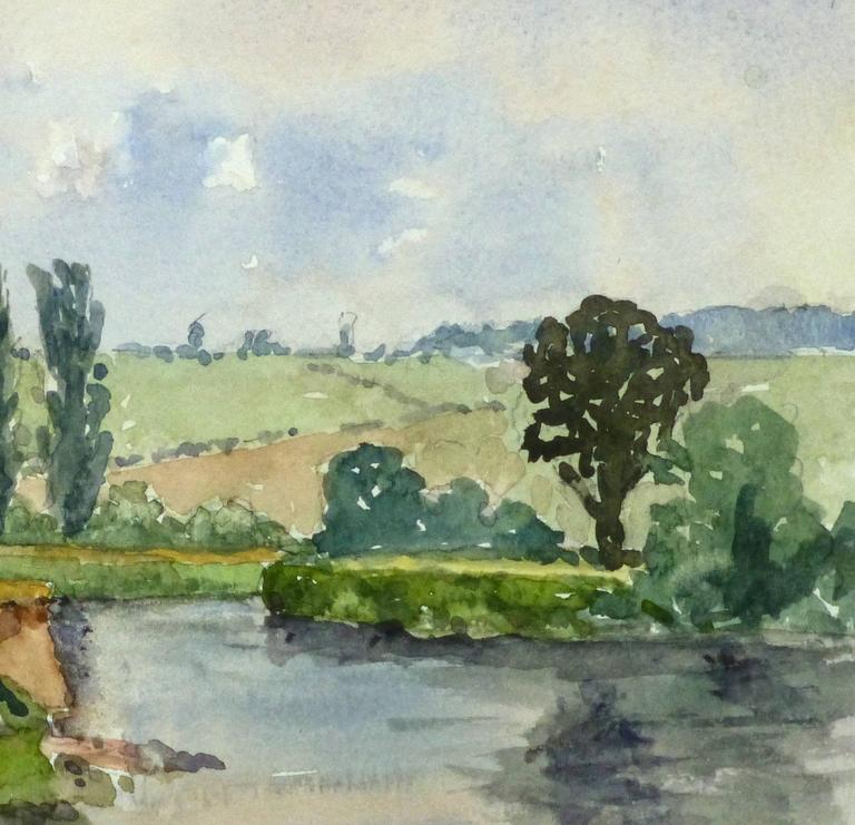 M. Powell - English Watercolor Landscape - Rural Escape at 1stDibs