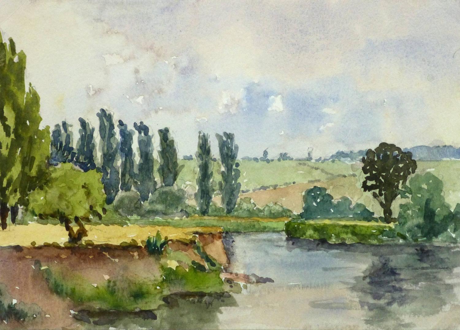 M. Powell - English Watercolor Landscape - Rural Escape at 1stdibs