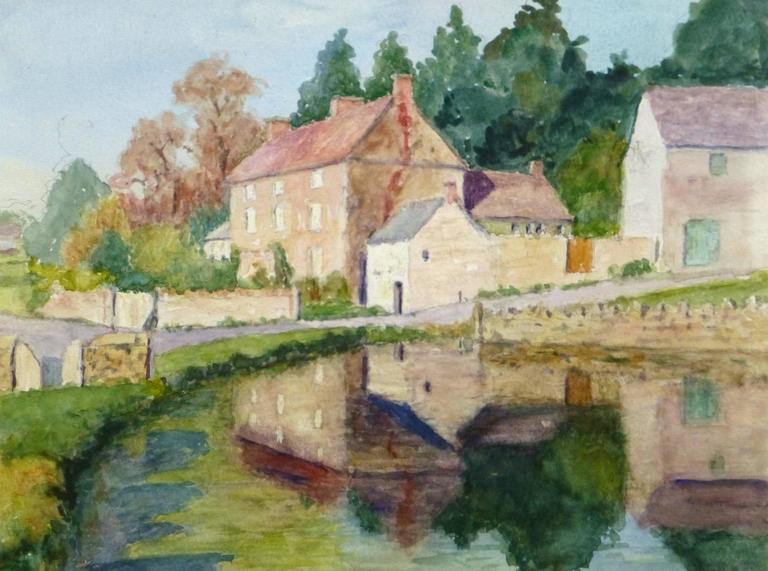 M. Powell - English Watercolor Landscape - Mirror Pond at 1stDibs