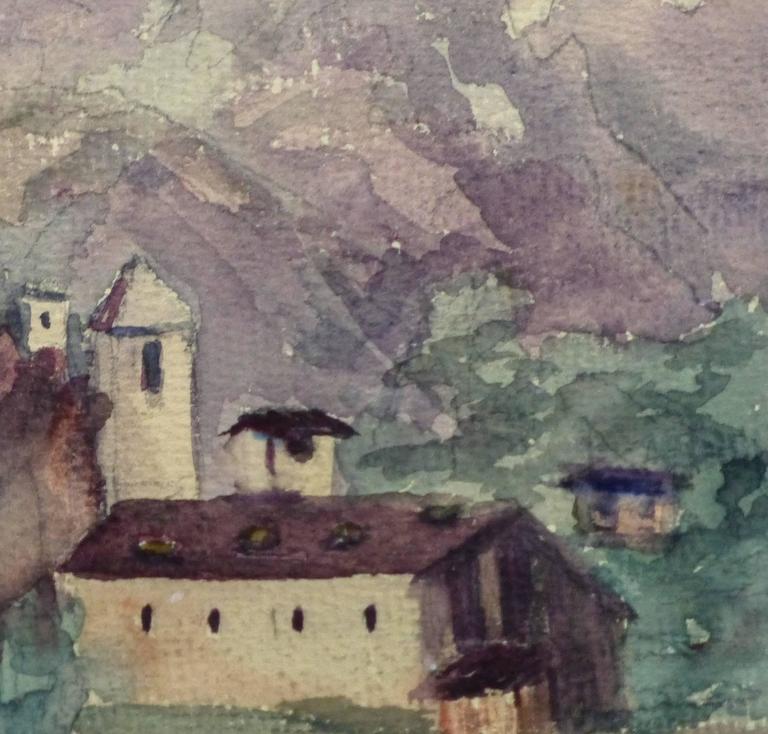 M. Kessler - Vintage French Watercolor Landscape - Andorra at 1stDibs