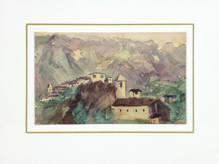 M. Kessler - Vintage French Watercolor Landscape - Andorra at 1stDibs