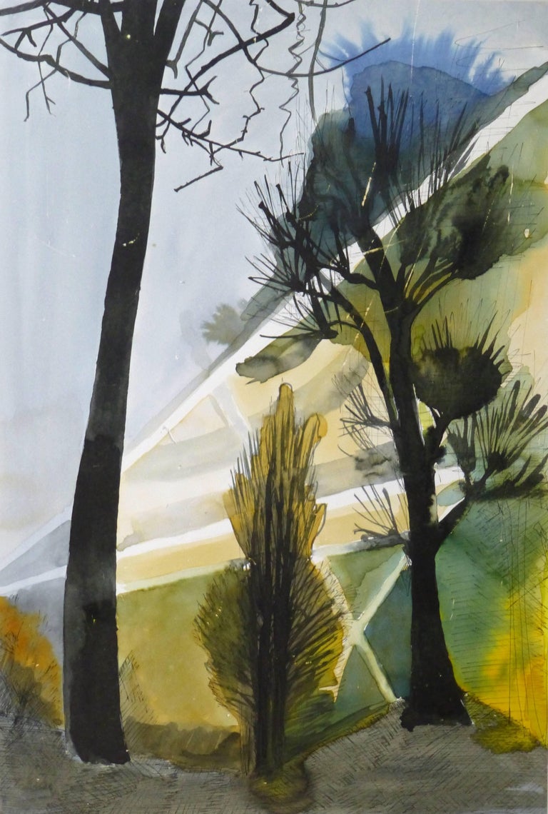 Unknown - Abstract Pen and Ink Landscape For Sale at 1stdibs