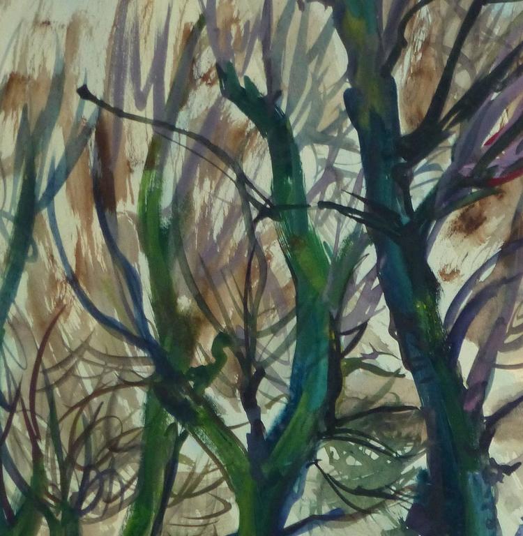 Jean Pascal - Vintage Gouache Landscape - Northern City at 1stDibs