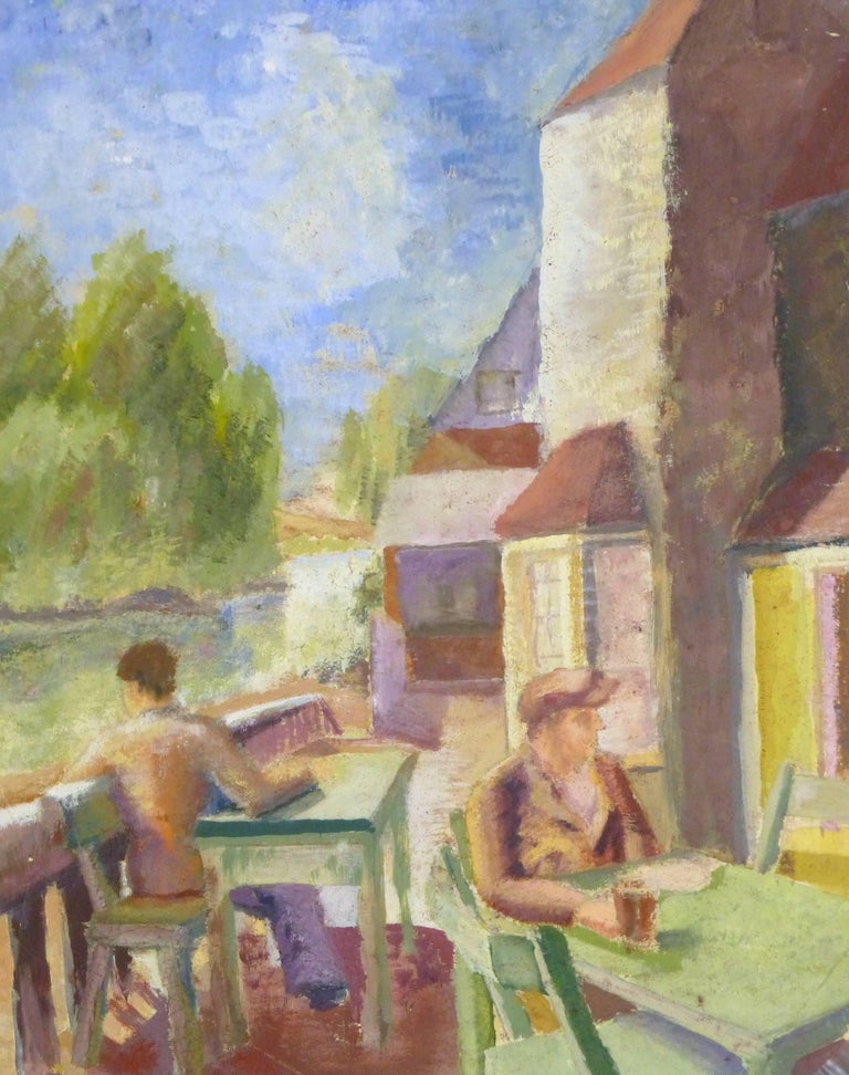 Clive Carpenter - Vintage Watercolor Painting - On the Terrace For Sale ...