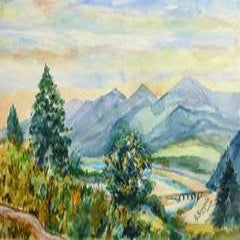 Alfred Siegris - Watercolor Landscape - Swiss Cabin For Sale at 1stdibs