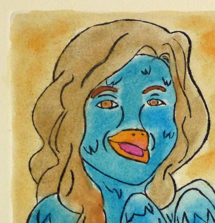 Ana May - Etching - Blue Lady Pastel Watercolor and Acrylic ...