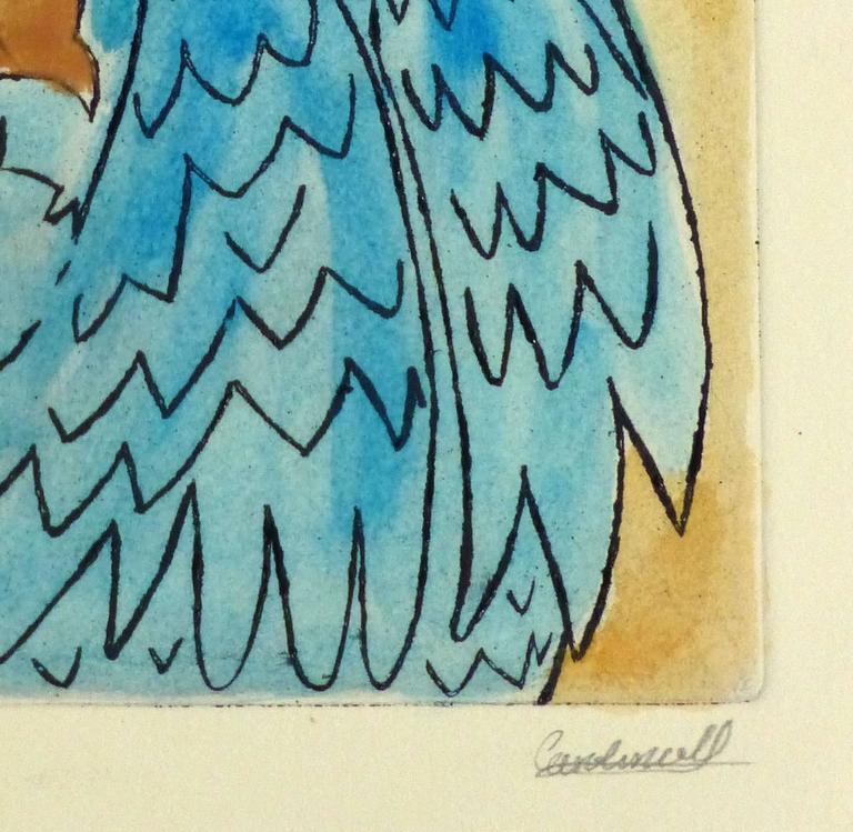 Ana May - Etching - Blue Lady Pastel Watercolor and Acrylic ...