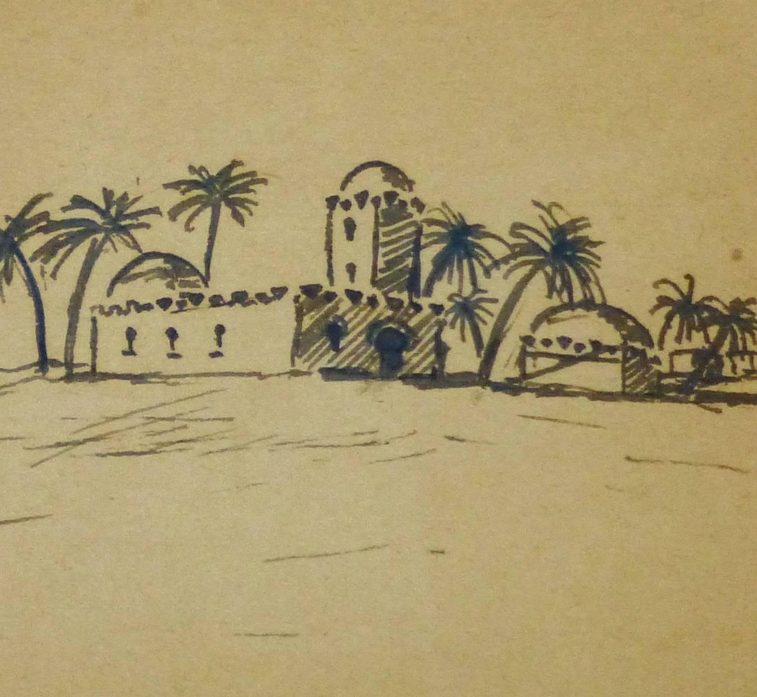 Emile Cravoisier - Antique French Pen and Ink Drawing - Algeria at ...