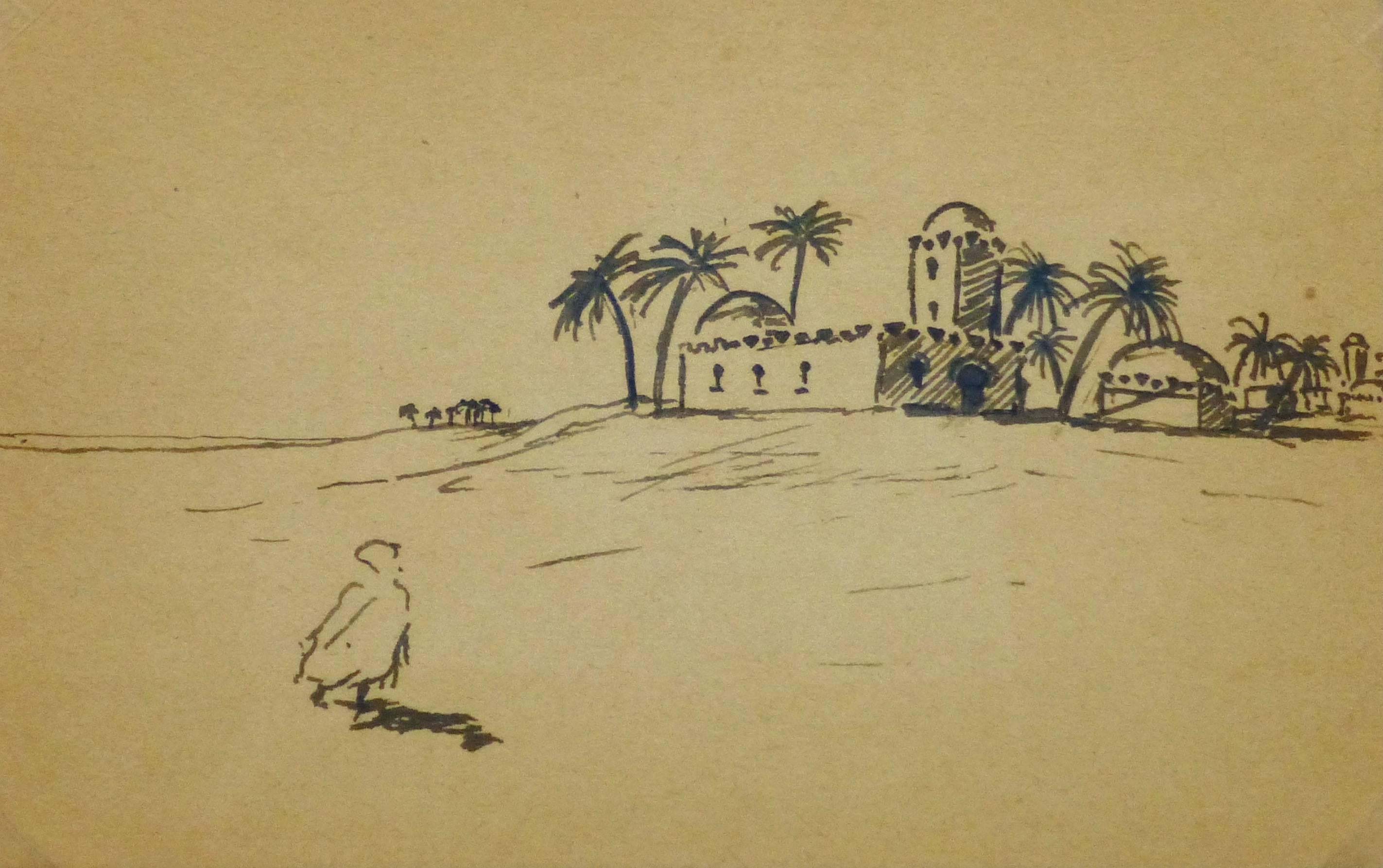 Emile Cravoisier - Antique French Pen and Ink Drawing - Algeria at ...