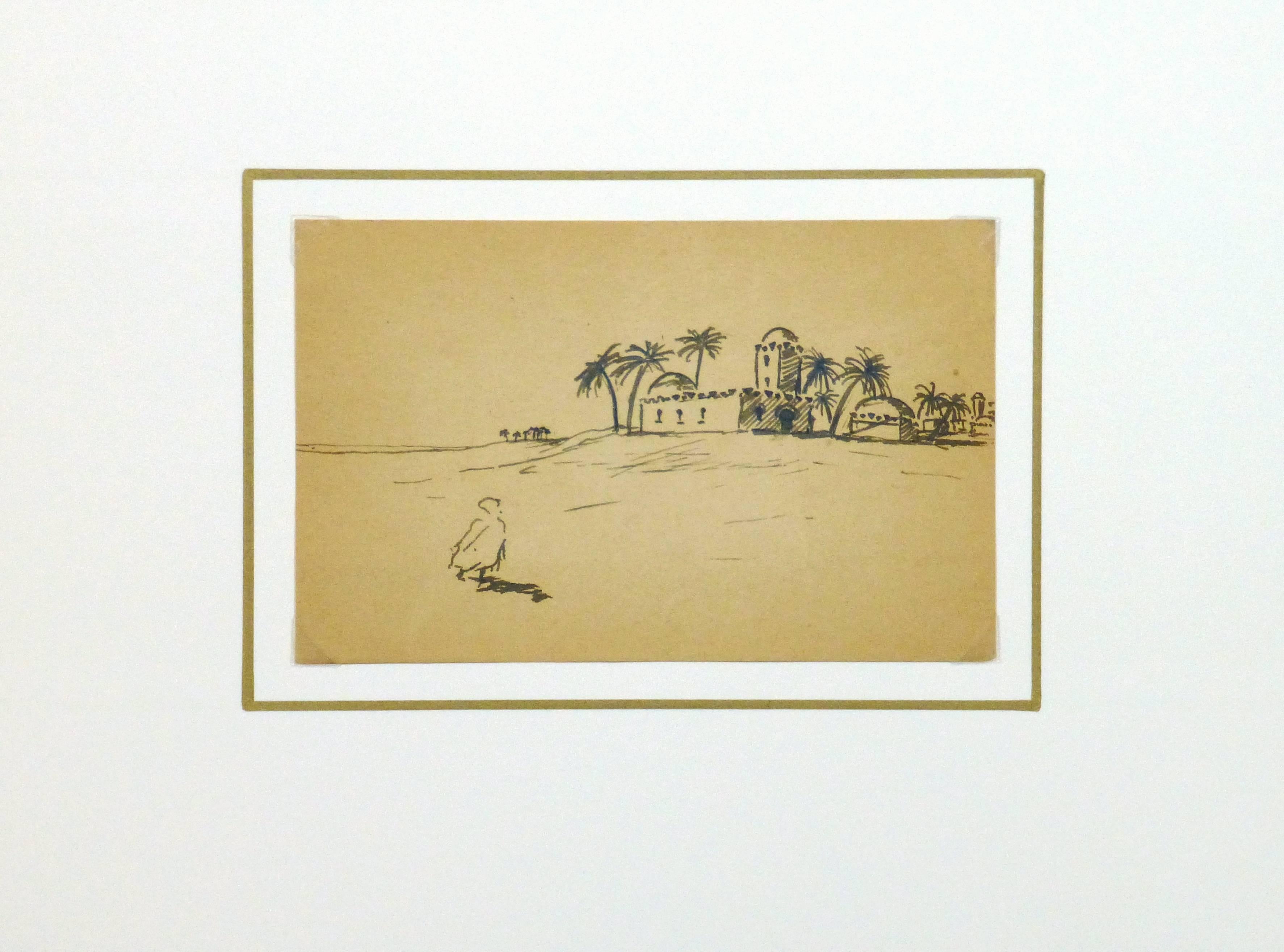 Emile Cravoisier - Antique French Pen and Ink Drawing - Algeria at ...