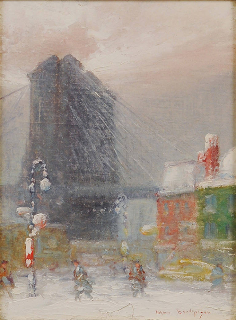 Johann Berthelsen, 1883-1972 - Brooklyn Bridge in the Snow For Sale at ...