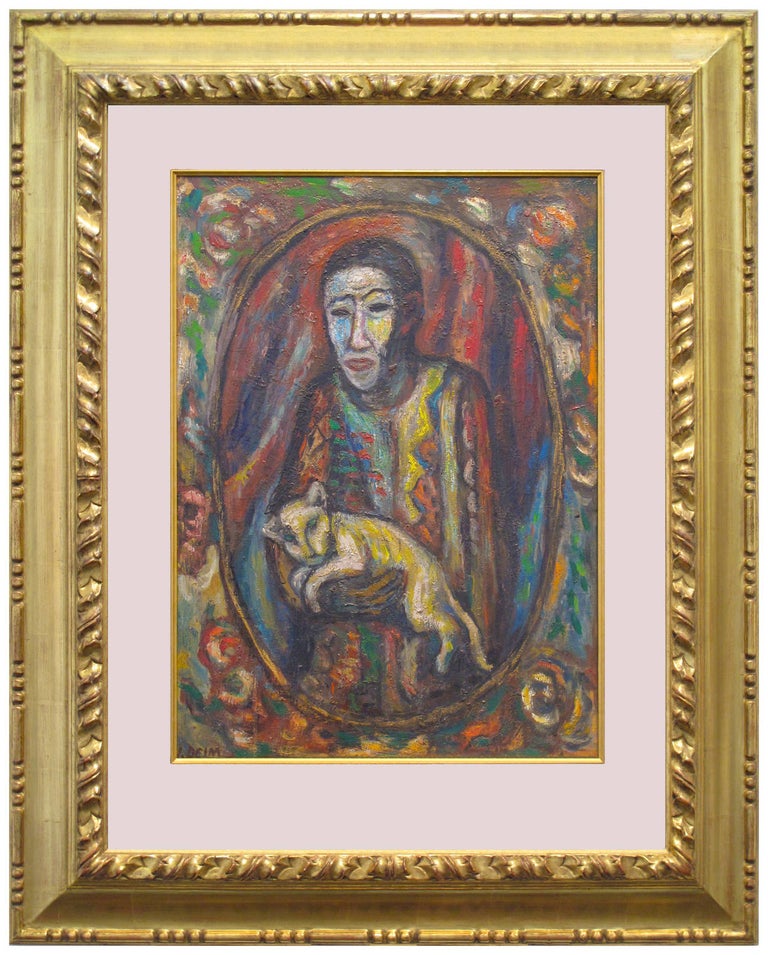 Judith Deim – Self-Porträt mit Katze im Angebot bei 1stDibs