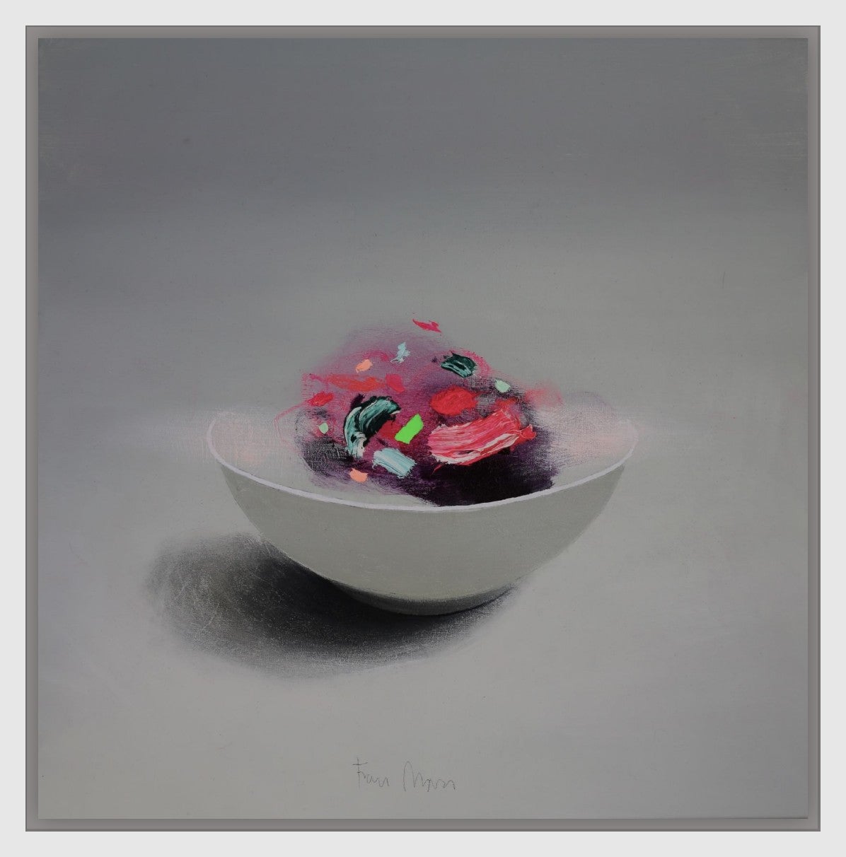Fran Mora - Frutero (Fruit Bowl), Oil and Paper on Canvas by Spanish ...