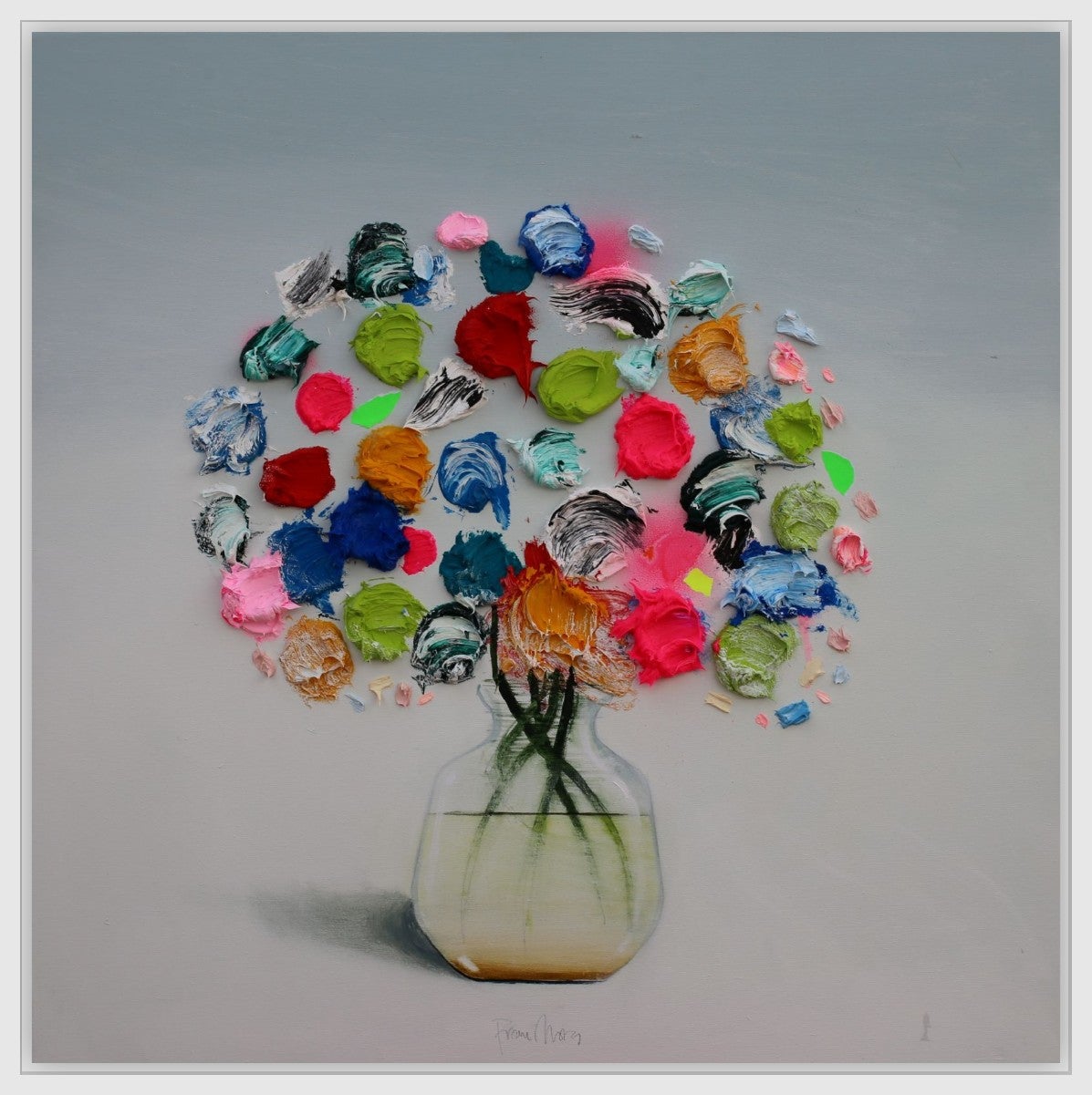 Fran Mora - Frutero (Fruit Bowl), Oil and Paper on Canvas by Spanish ...