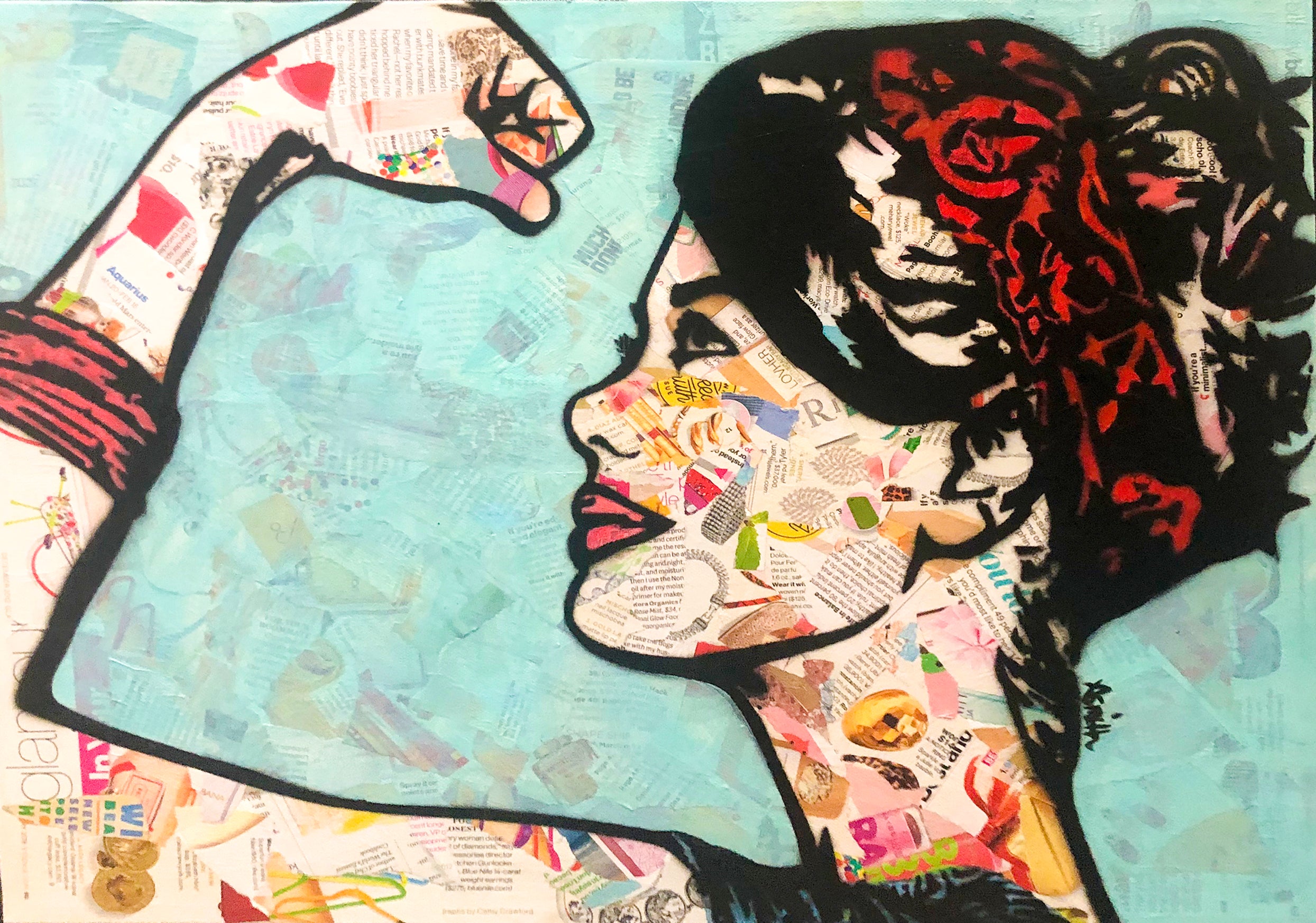 Amy Smith - Fire Dancer - Abstract Mixed Media Pop Art Collage with ...