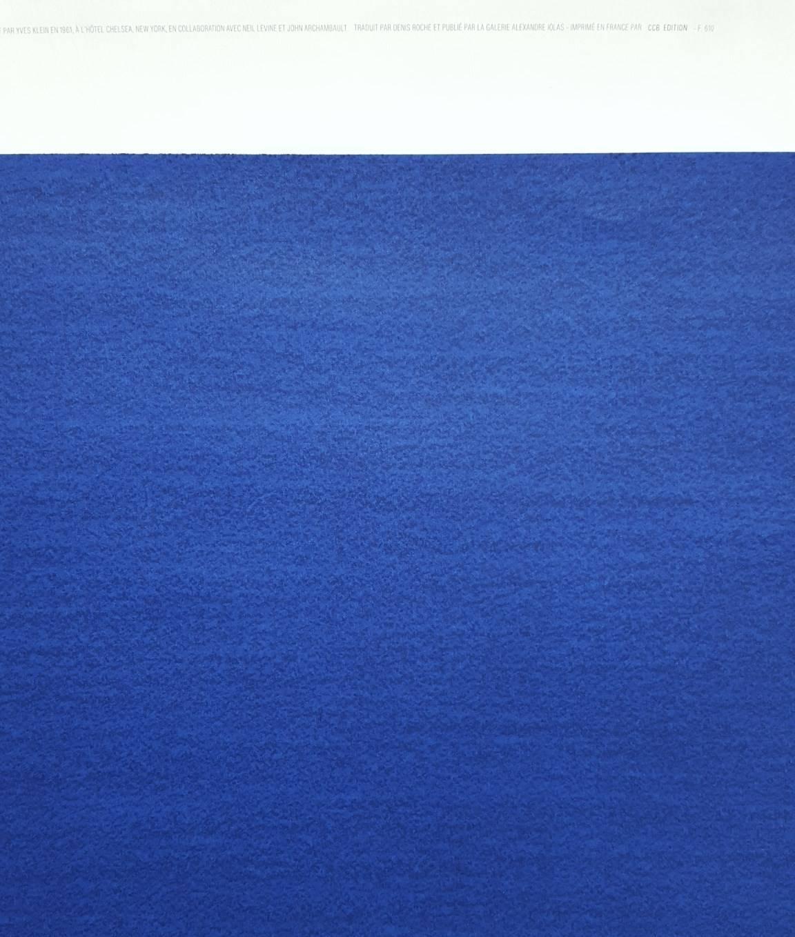 Yves Klein - Monochrome Bleu (IKB 3) For Sale at 1stdibs