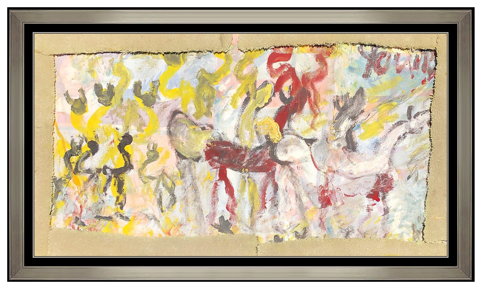 Purvis Young - Purvis Young Large Original Oil Painting On Board Modern ...