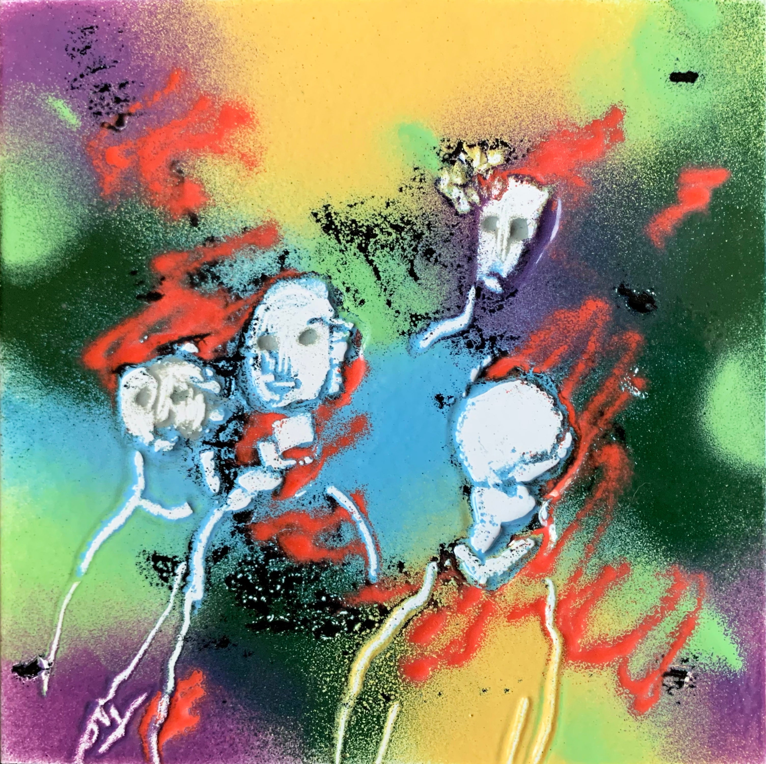 William Jacobs - William Jacobs "Untitled 2 (Faces)", original enamel ...