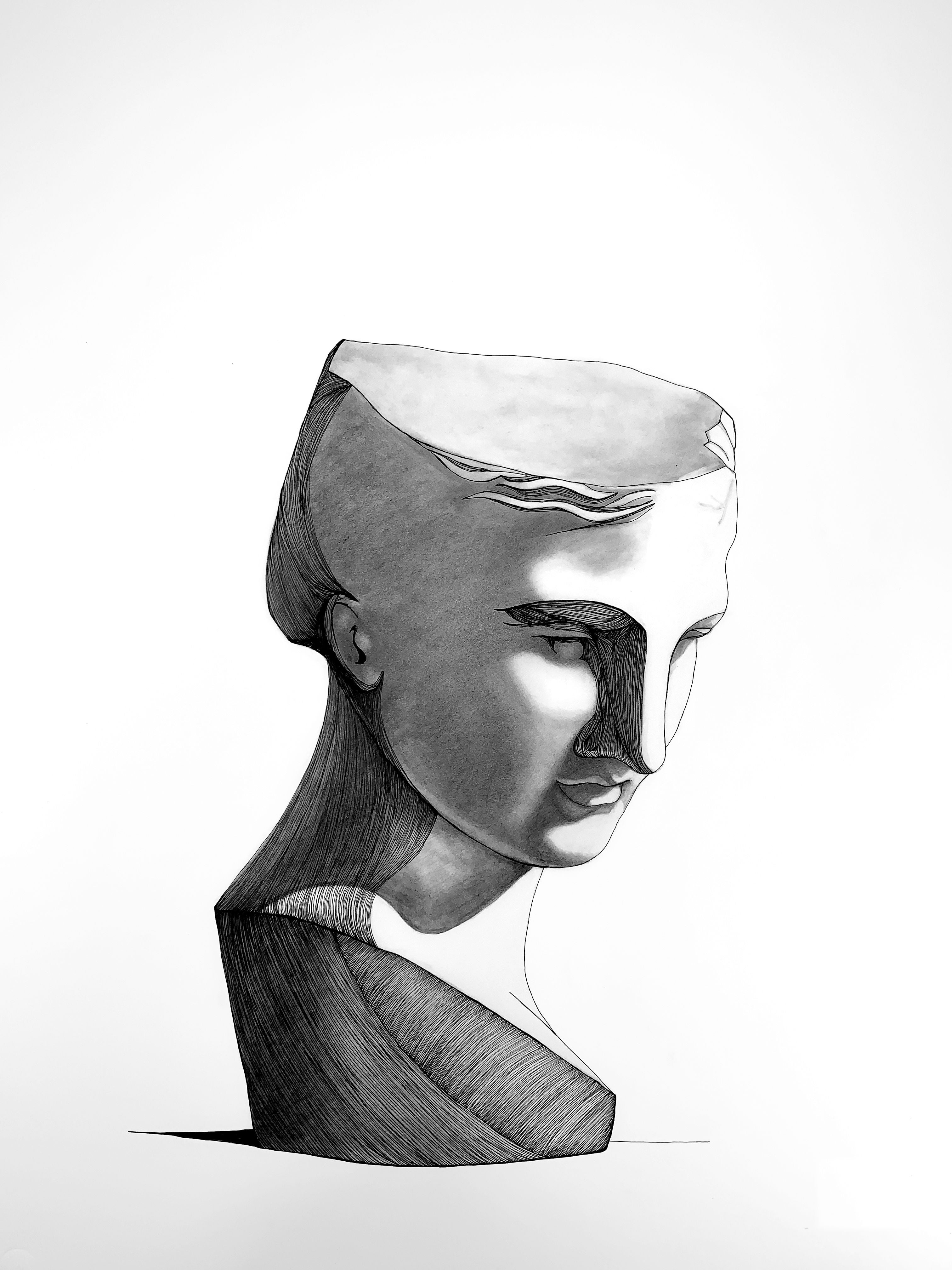 Katherine Filice - Unveiling V - Contemporary Figurative Drawing in Pen ...