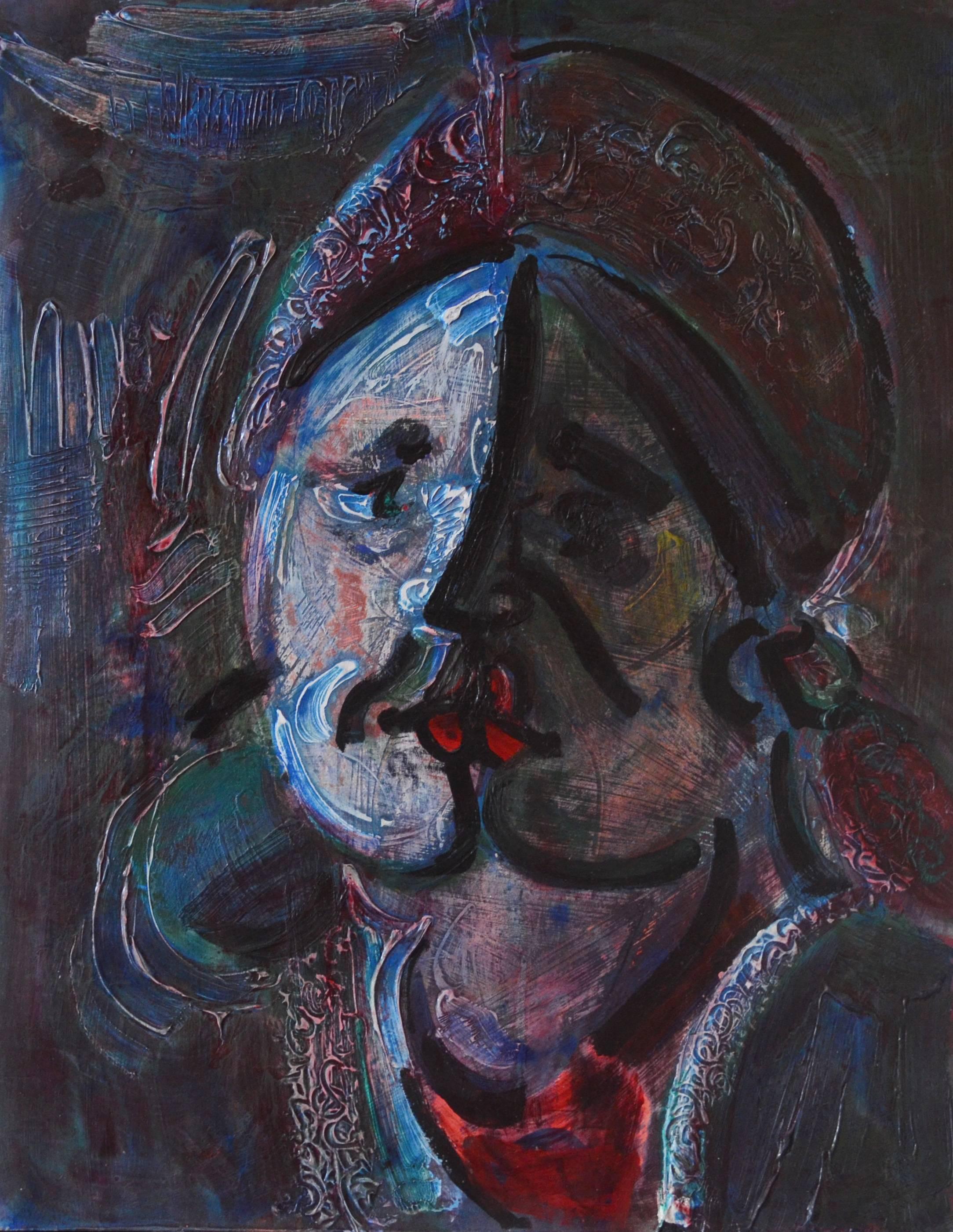 Unknown - Modernist Woman with Cat (Manner of R.B. Kitaj) at 1stDibs