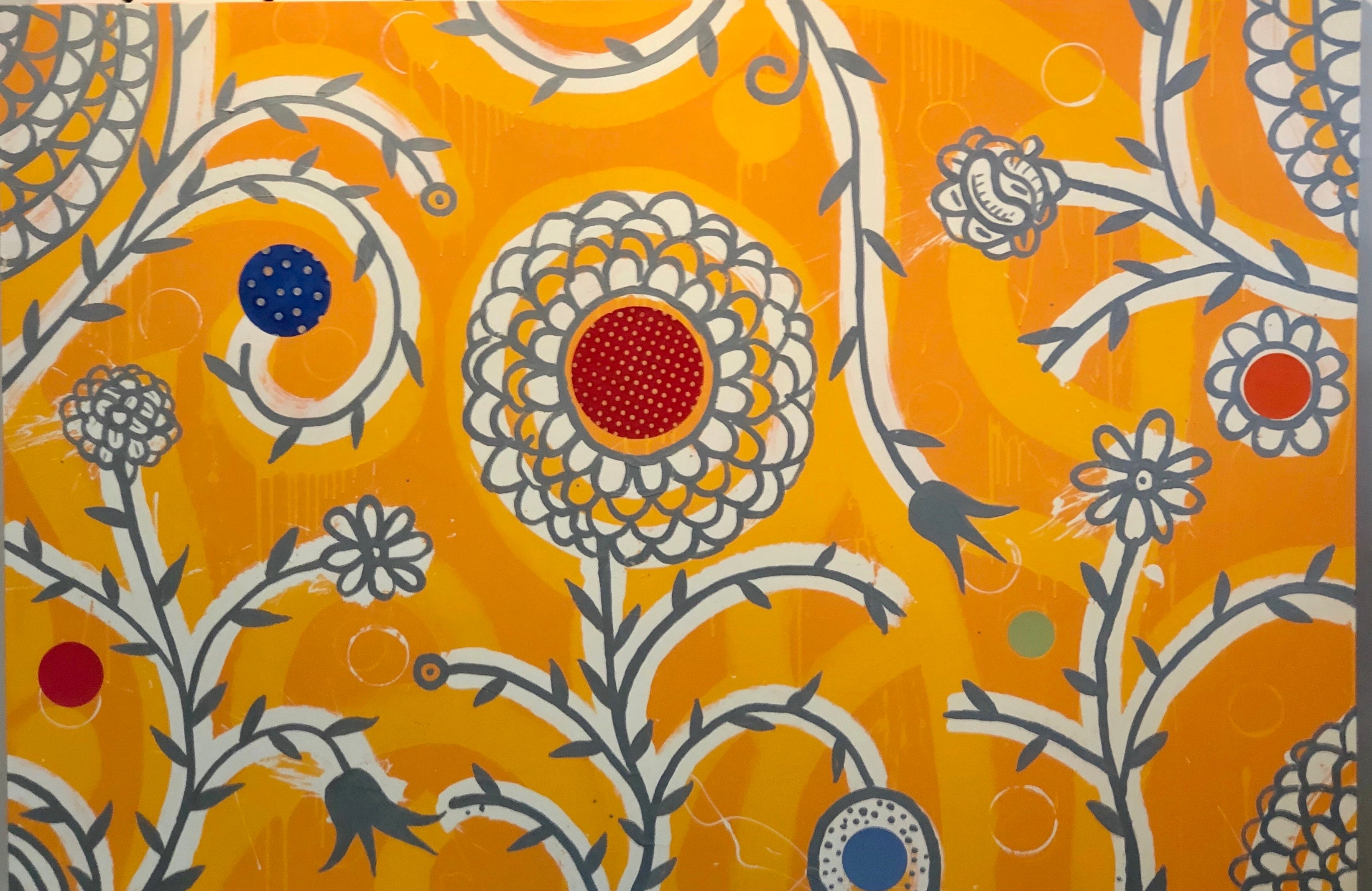 Dan Rizzie - DAN RIZZIE "Rain" mixed media abstract painting w circles ...