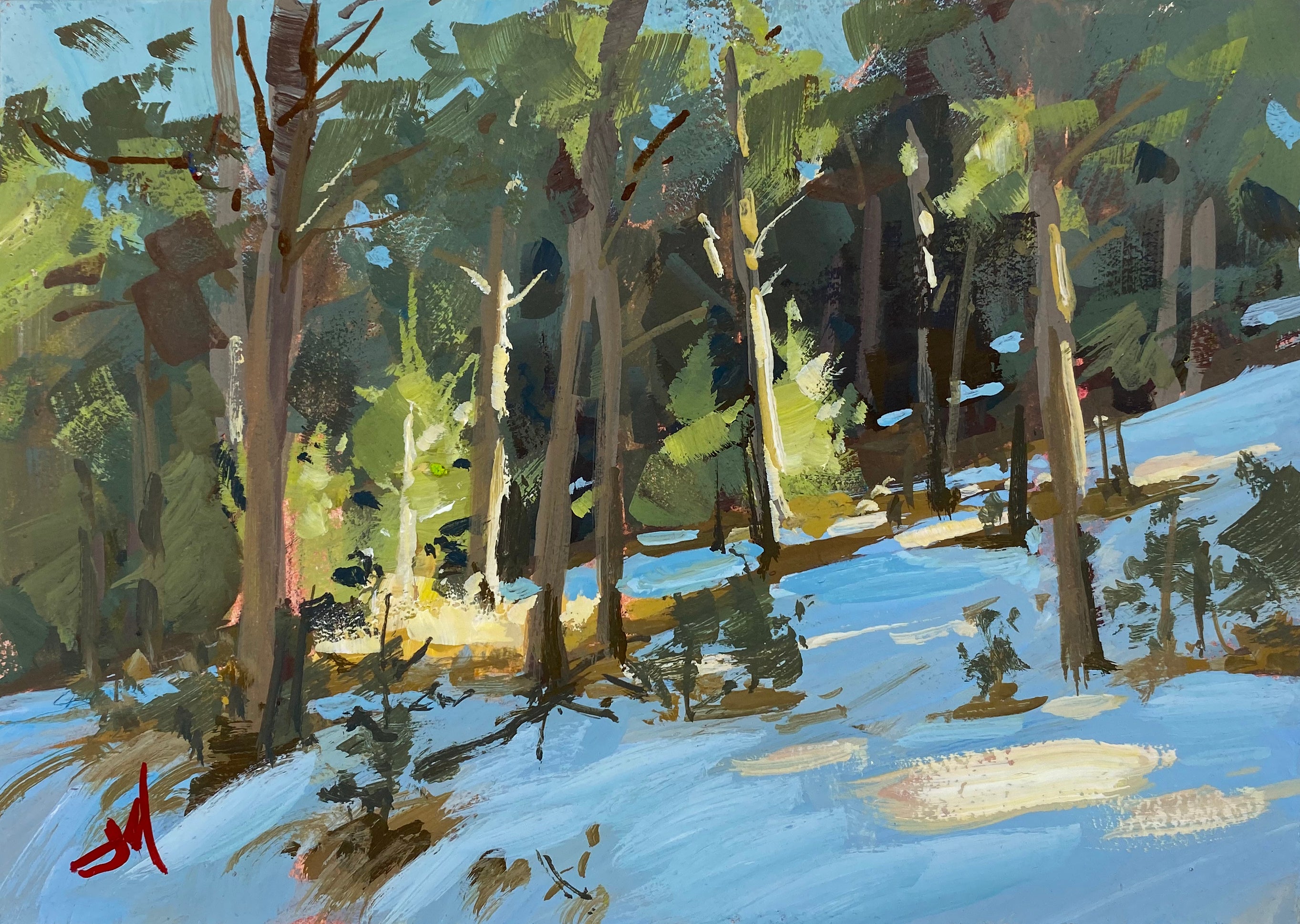 Judd Mercer - "In the Canyon" Gouache Painting For Sale at 1stDibs