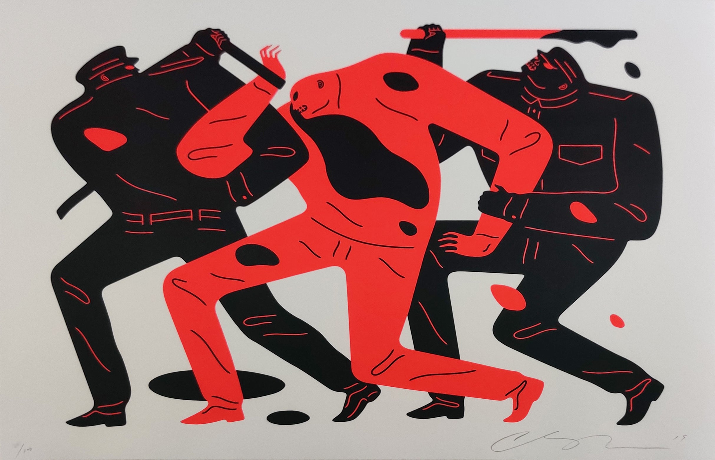 Cleon Peterson - Headless Man, Gold on White by Cleon Peterson ...