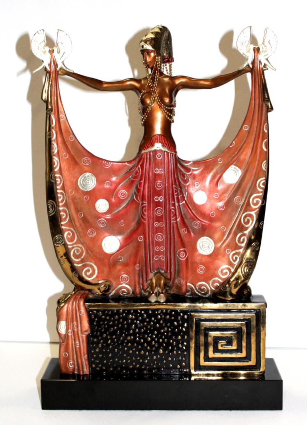 Erté - ERTE Signed BRONZE Sculpture TWO VAMPS Original ART DECO antique ...