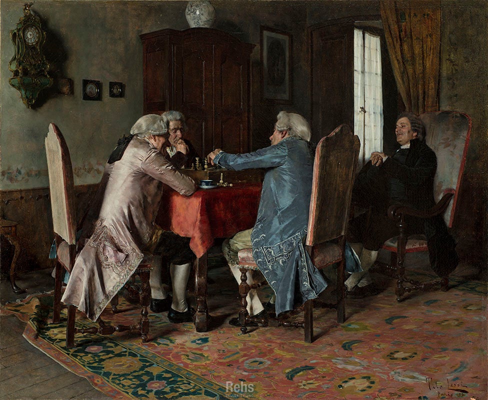 Tito Lessi - A Game of Chess For Sale at 1stDibs