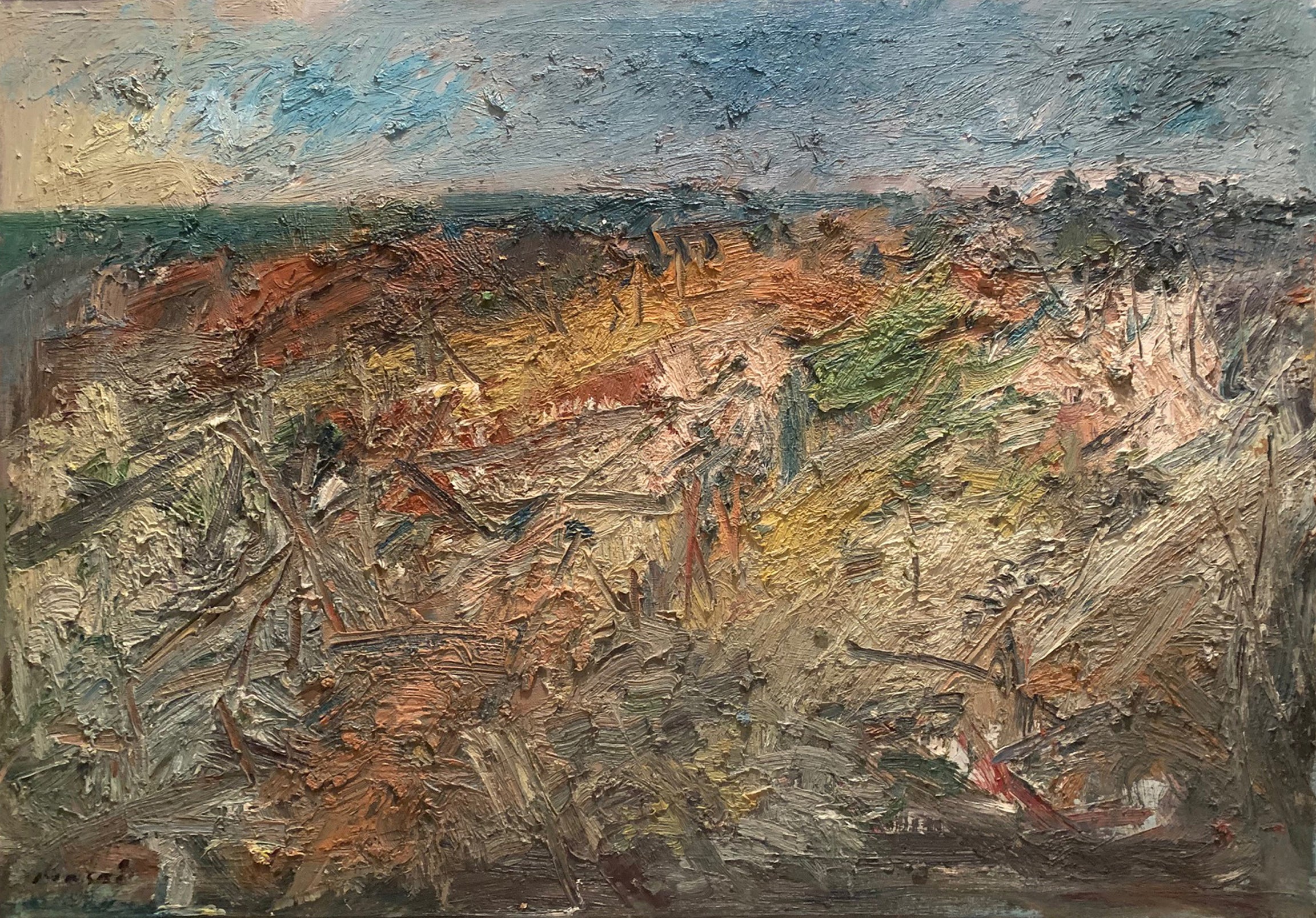 Fred Rappaport - Vienna Image, Large Abstract Cityscape Oil Painting ...