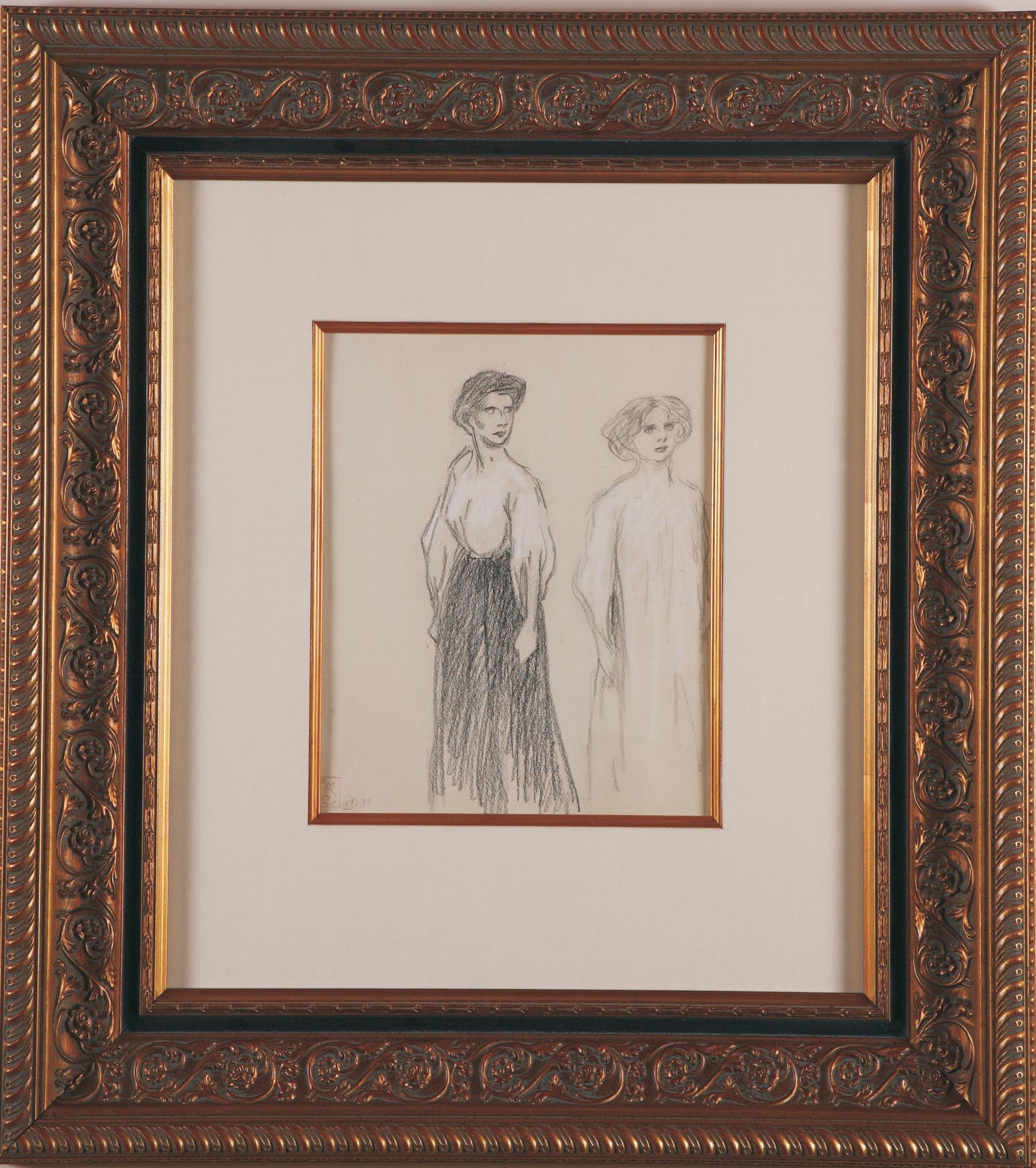 Théophile Alexandre Steinlen - Double sided crayon drawing in colors ...