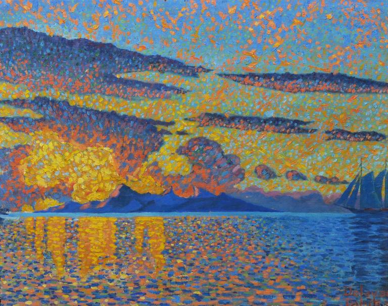 Unknown - Pointillist Sunset at 1stDibs