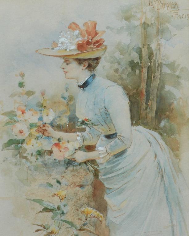 William Stecher - Picking Flowers by William Stecher at 1stDibs