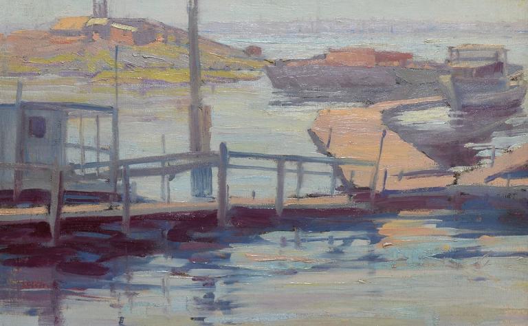 Unknown - Impressionist New England Harbor View, Painting at 1stdibs