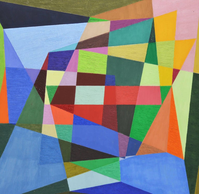 Unknown - Geometric Abstract Mid Century Vintage Oil Painting at ...