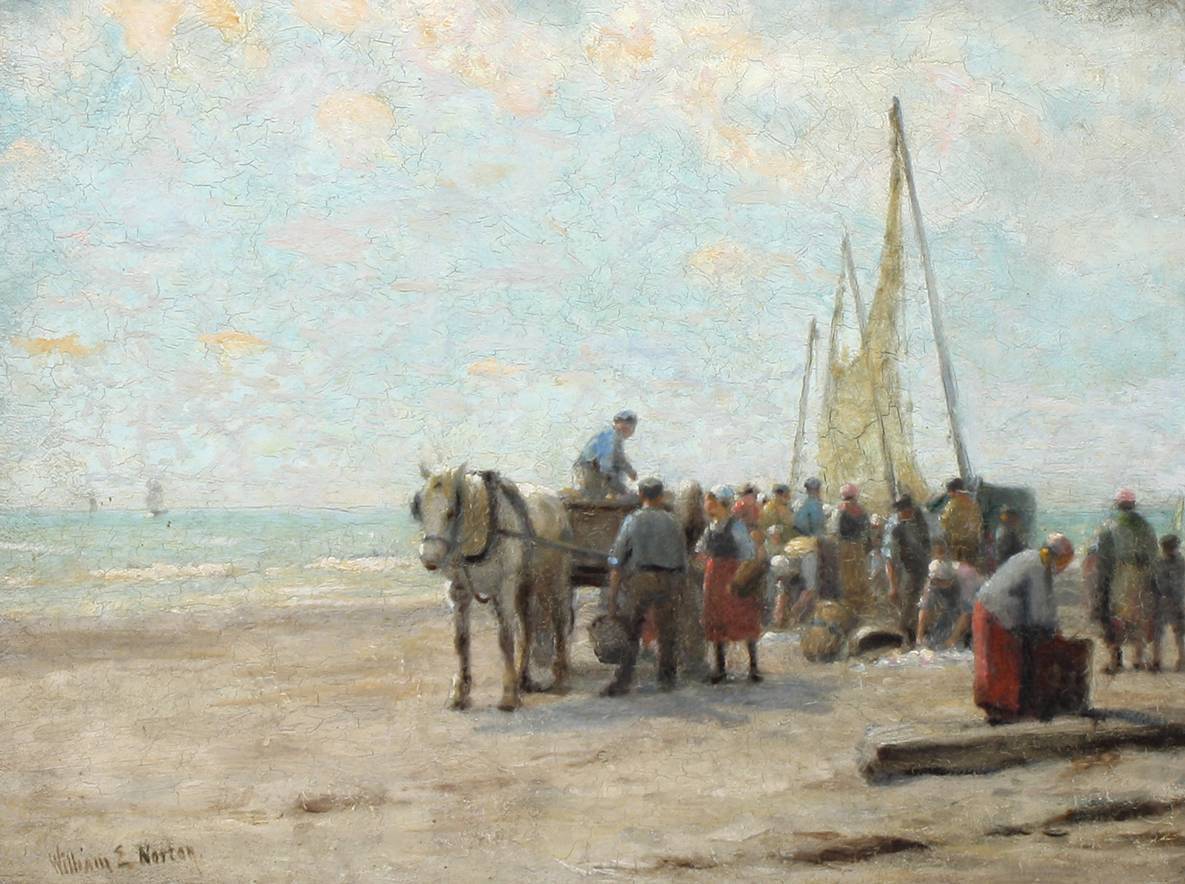 William Edward Norton - Villagers Greeting the Fishermen at 1stDibs ...