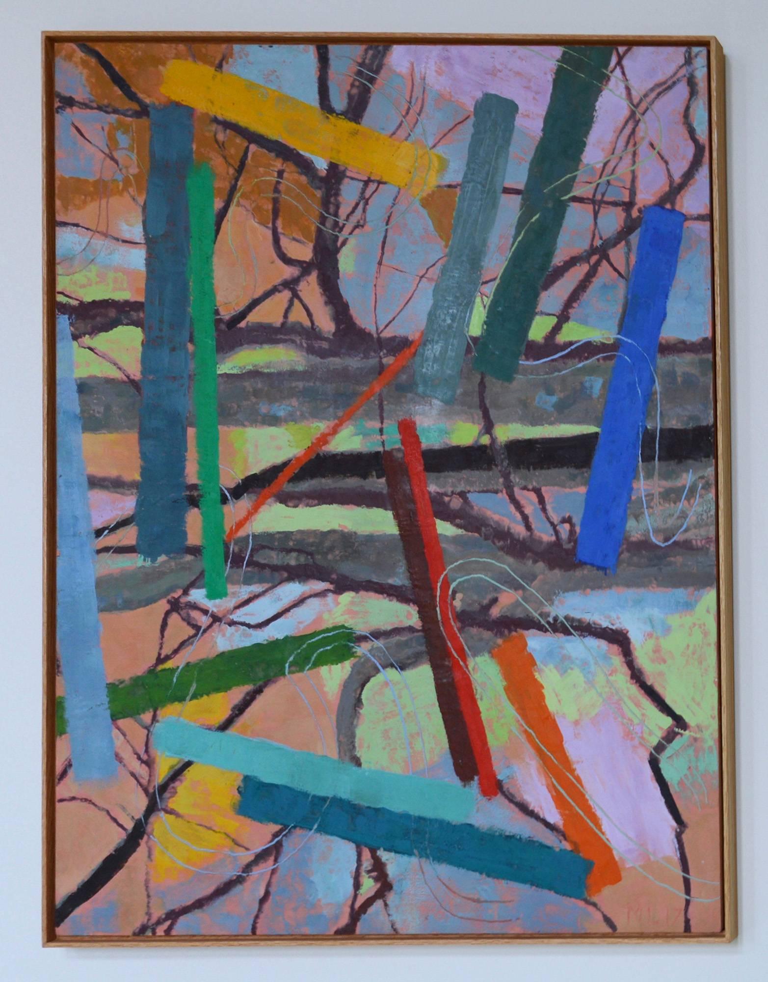 Mark Lavatelli - Contemporary Abstract Bright Colors Encaustic Painting Blue Red Yellow Framed ...