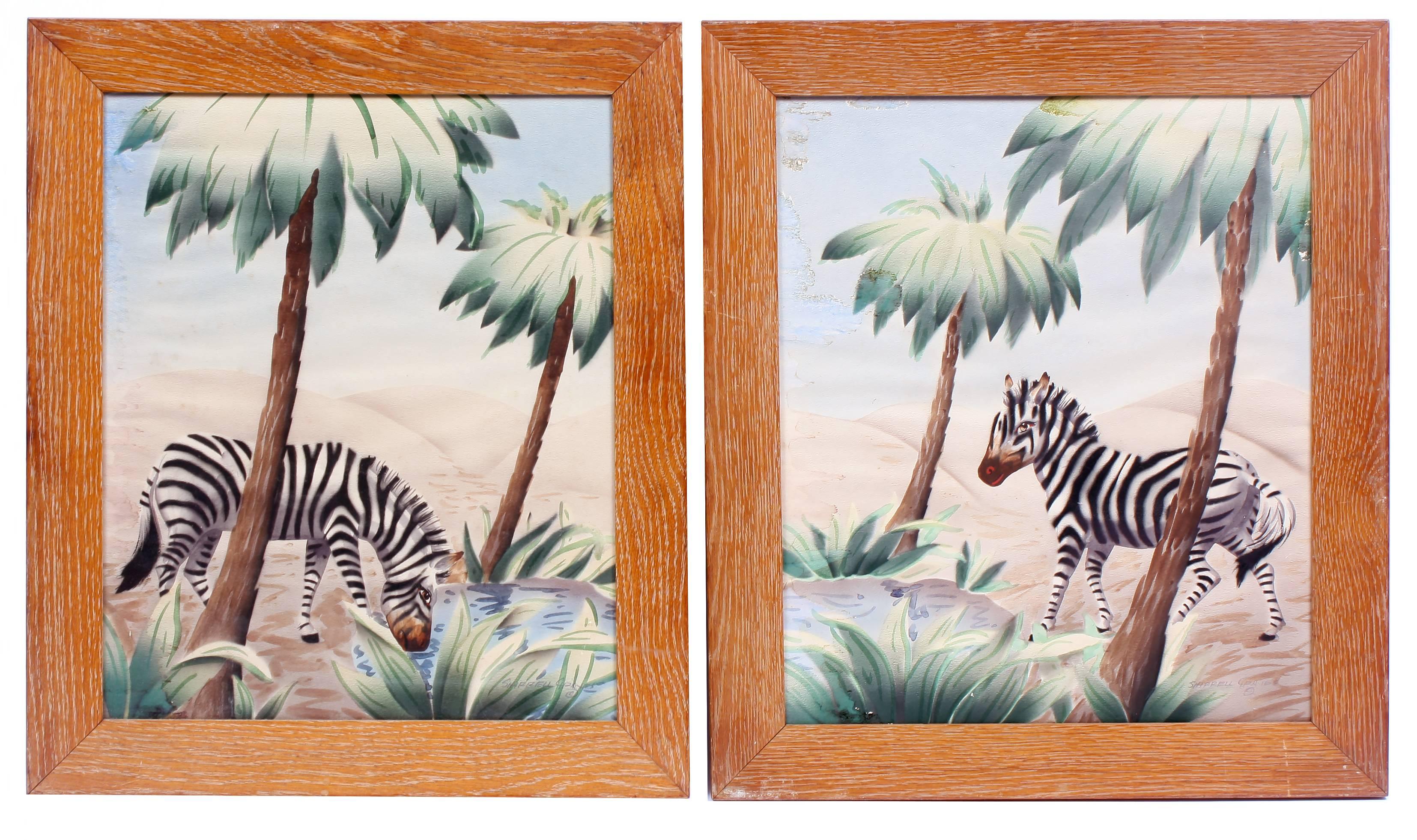 Shirrell Graves - A Pair of Zebra Watercolor Paintings at 1stDibs ...