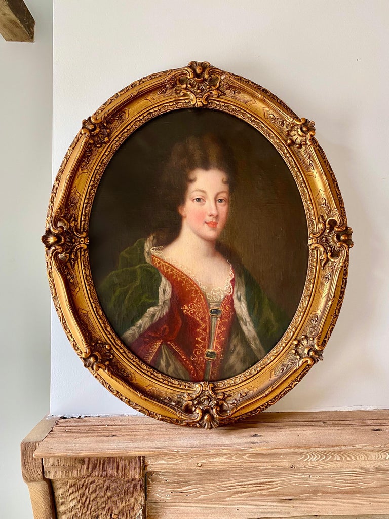 Antique French Portrait painting of a noble lady - young princess ...