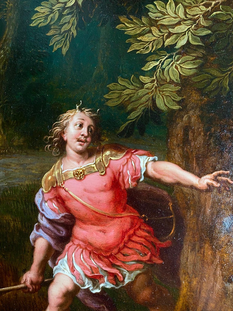 16th cen Flemish Old Master painting - Actaeon with the dogs of Diana ...