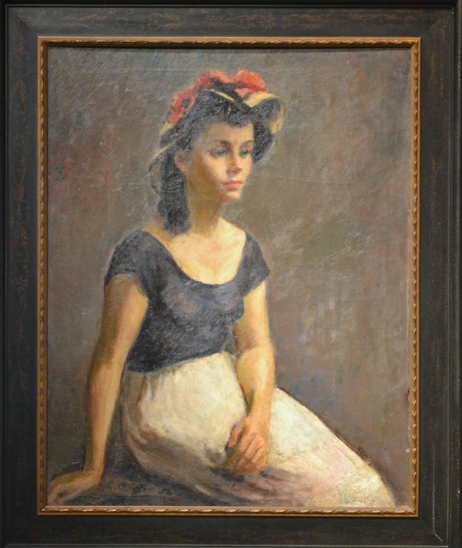 Roman Chatov - The Girl in the Green Hat For Sale at 1stDibs