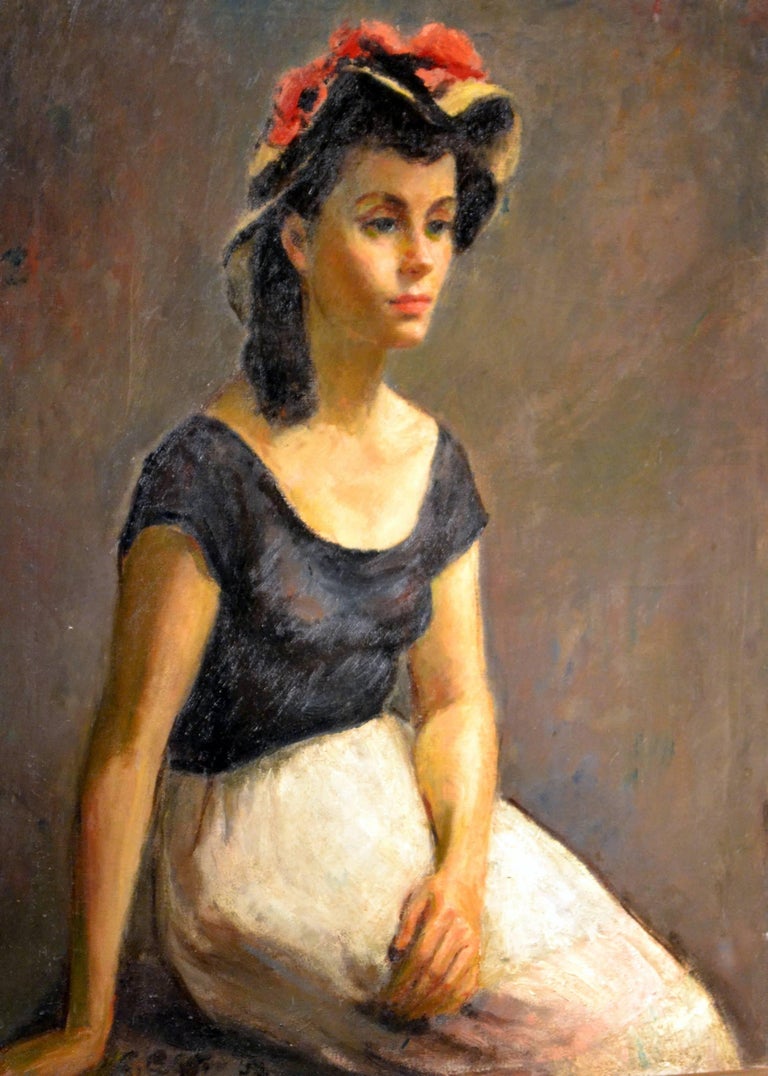 Roman Chatov - The Girl in the Green Hat For Sale at 1stDibs