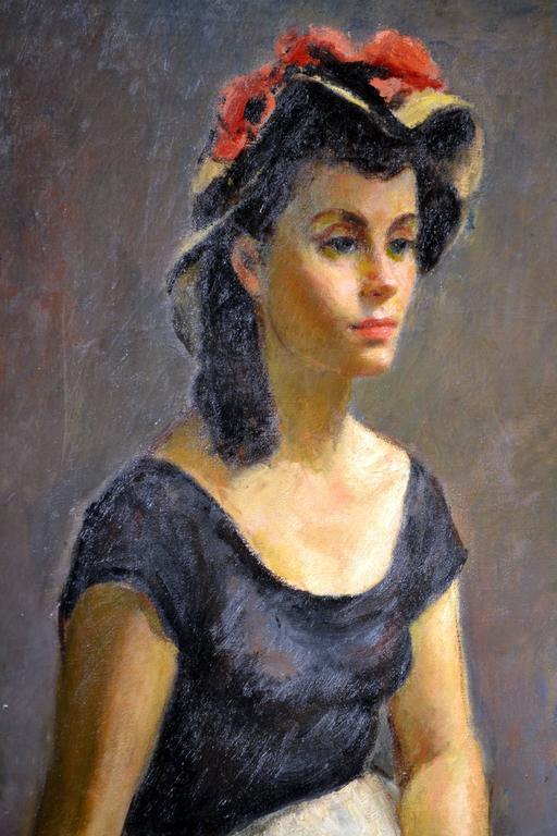Roman Chatov - The Girl in the Green Hat For Sale at 1stDibs