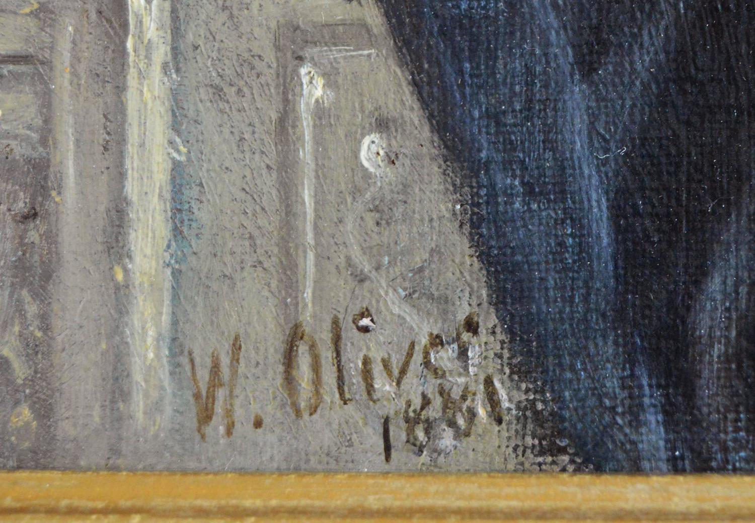 William Oliver - Portrait of a Lady in a Purple Bonnet, oil on canvas ...