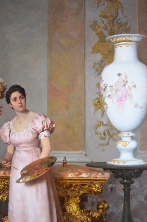 Francesco Beda - 19th Century genre oil painting of a lady and ...