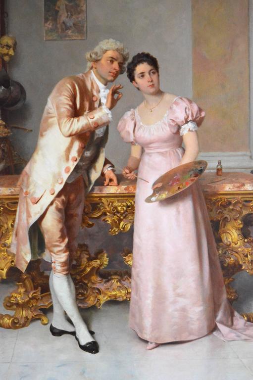 Francesco Beda - 19th Century genre oil painting of a lady and ...