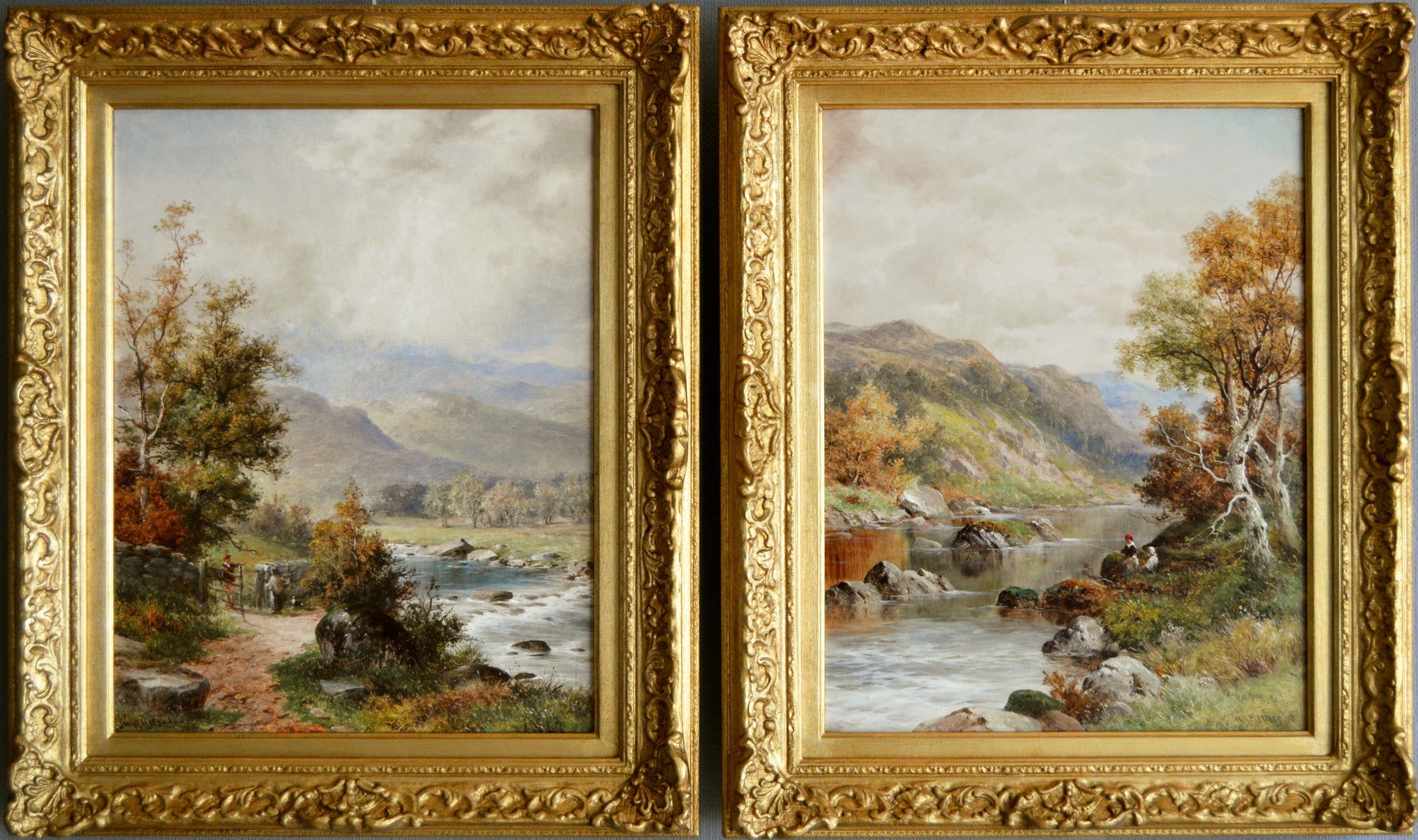 William Henry Mander - 19th Century river landscape oil painting of a ...