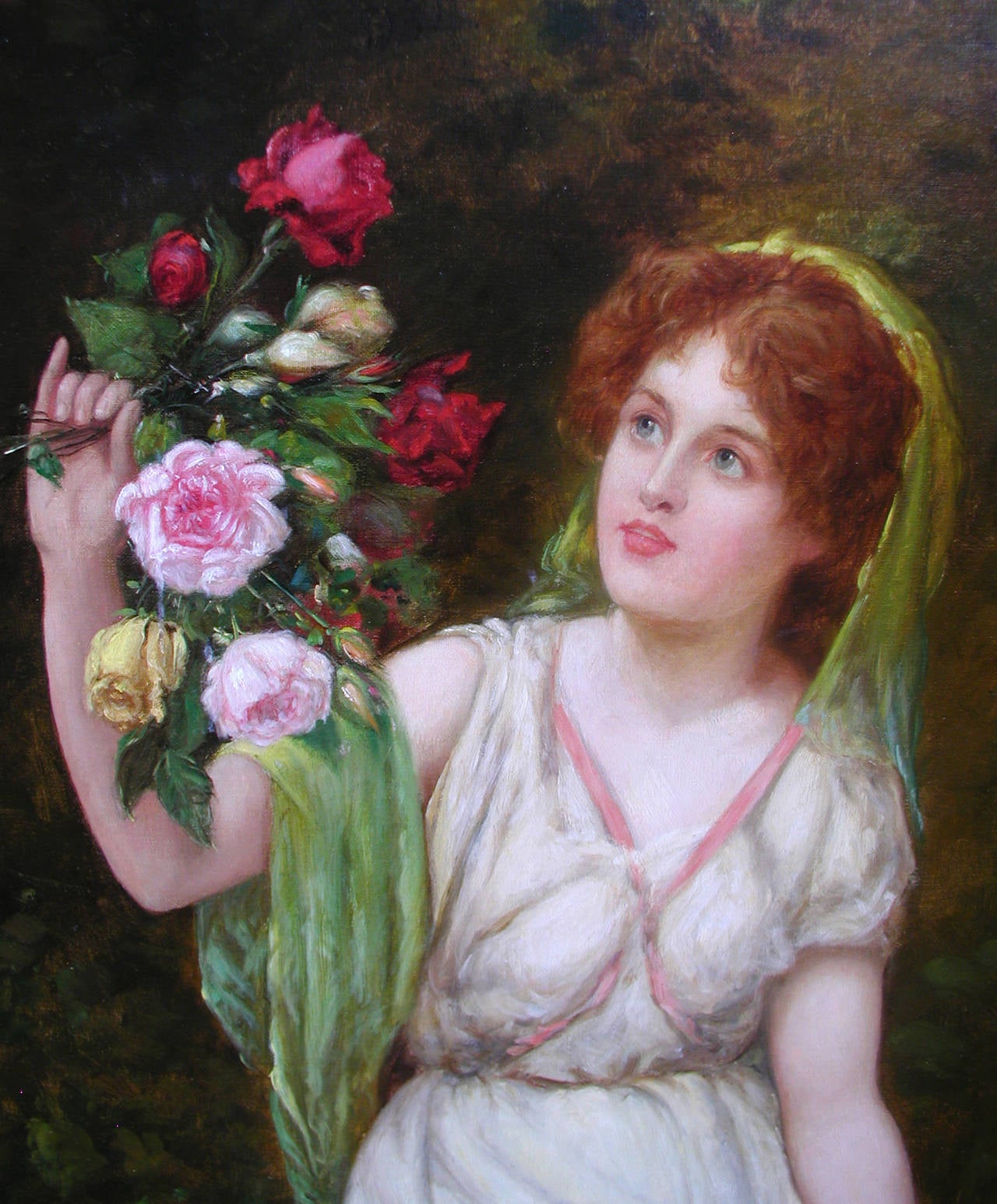 William Oliver - 19th Century genre painting of a maiden holding ...