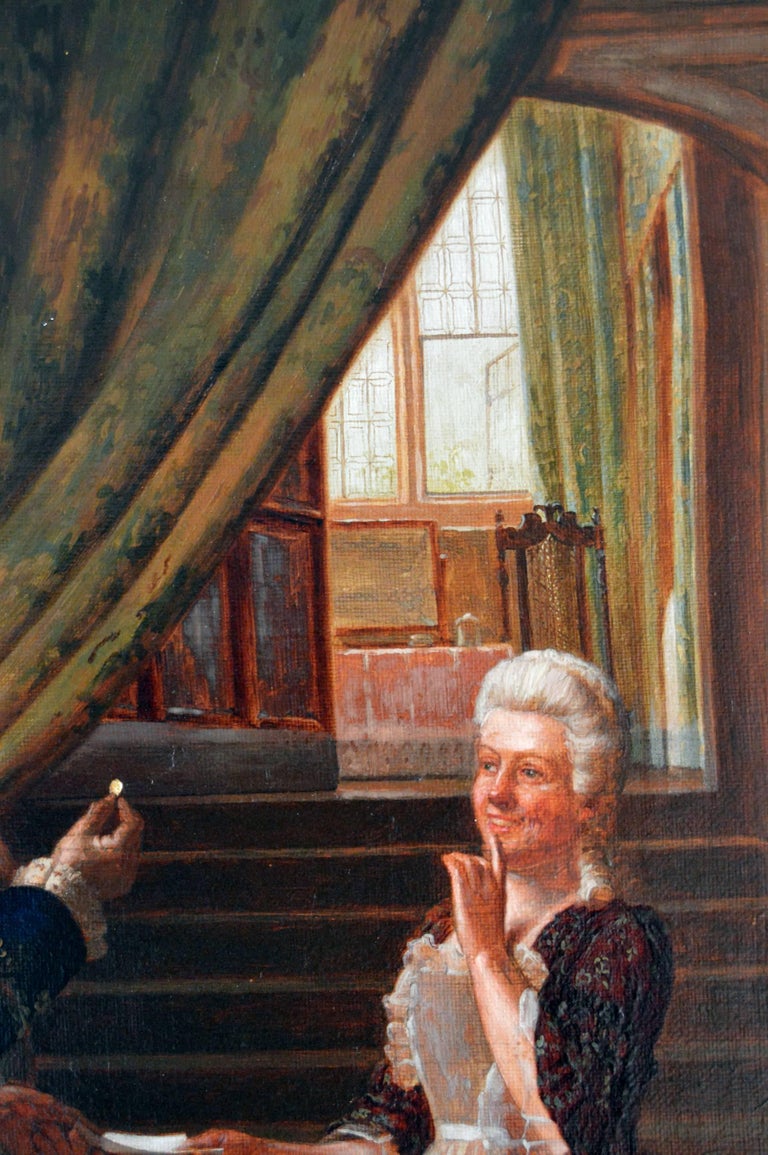 Edwin Hughes - 19th Century genre oil painting of a gentleman and a ...