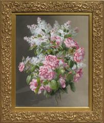 Raoul de Longpre - Orange Roses and Lilac Posie, Painting For Sale at ...